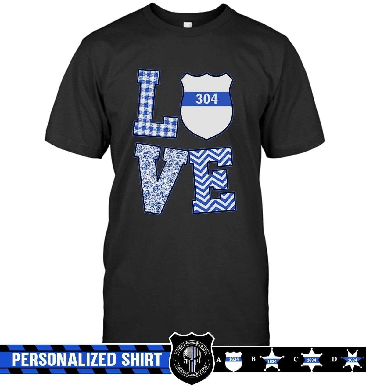 Stacked Love - Police Badge - Checkered Pattern Shirt Personalized ...