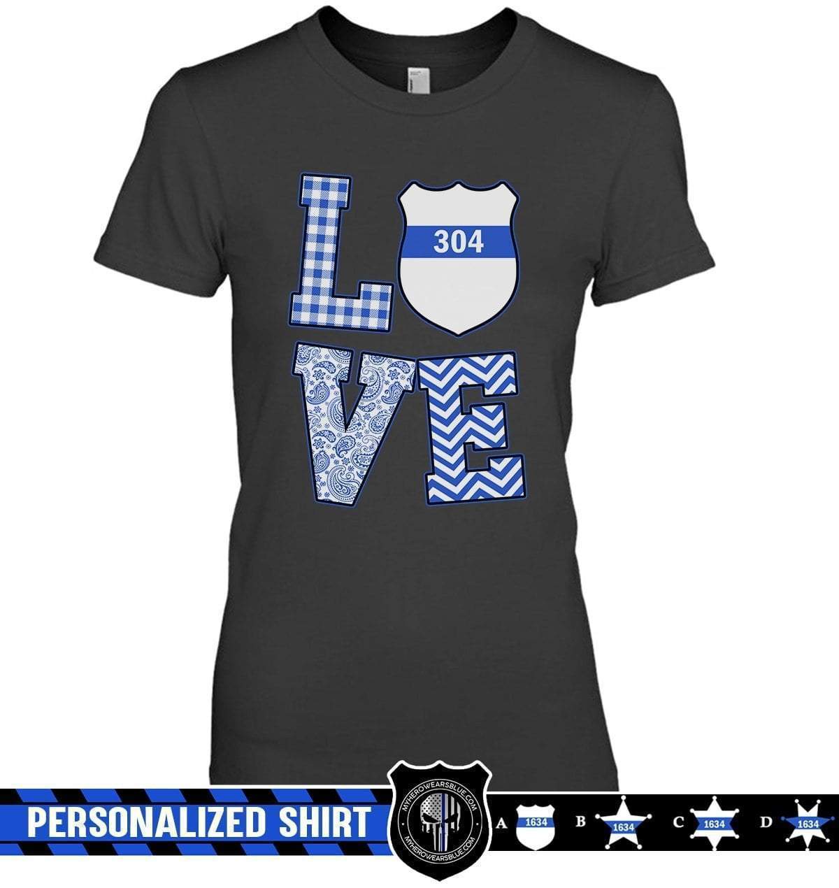 Stacked Love - Police Badge - Checkered Pattern Shirt Personalized ...