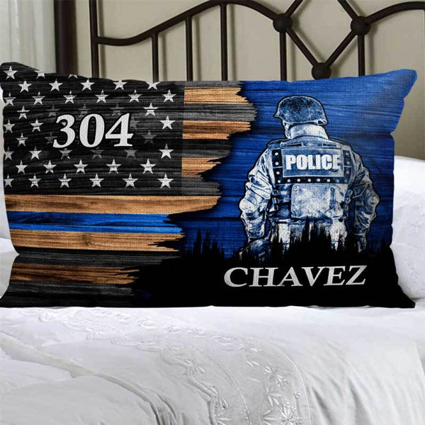 Half Flag Police Suit Personalized Linen Pillow (Insert Included) - My ...