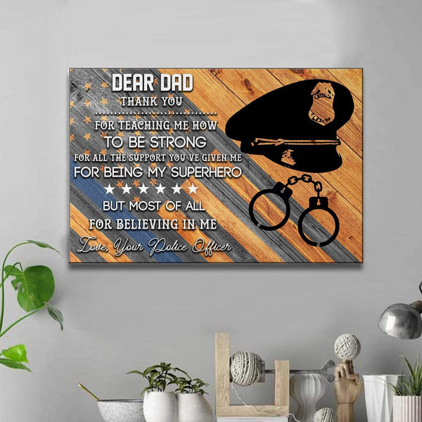 Dear Dad - Your Police Officer Canvas Print - My Hero Wears Blue