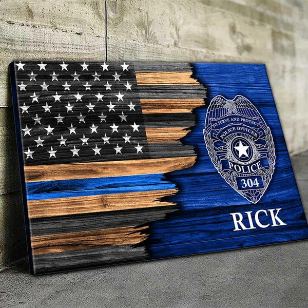 Police Officer Badge - CTM Thin Blue Line Canvas Print - Half Flag - My ...
