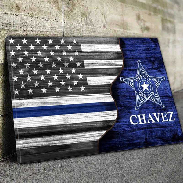 Half Thin Blue Line Flag With Deputy Sheriff Badge Thin Blue Line ...