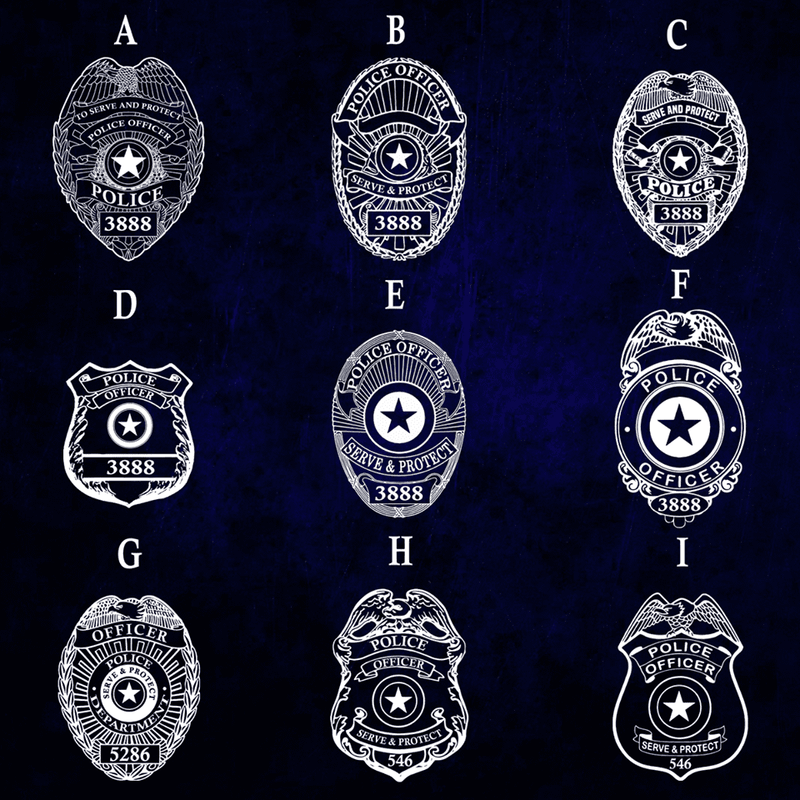 Half Thin Blue Line - Police Badge - Name - Department Personalized ...