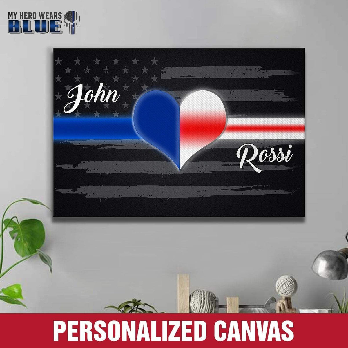 Combine Lines - Police x Nurse Couple Personalized Police Canvas Print ...