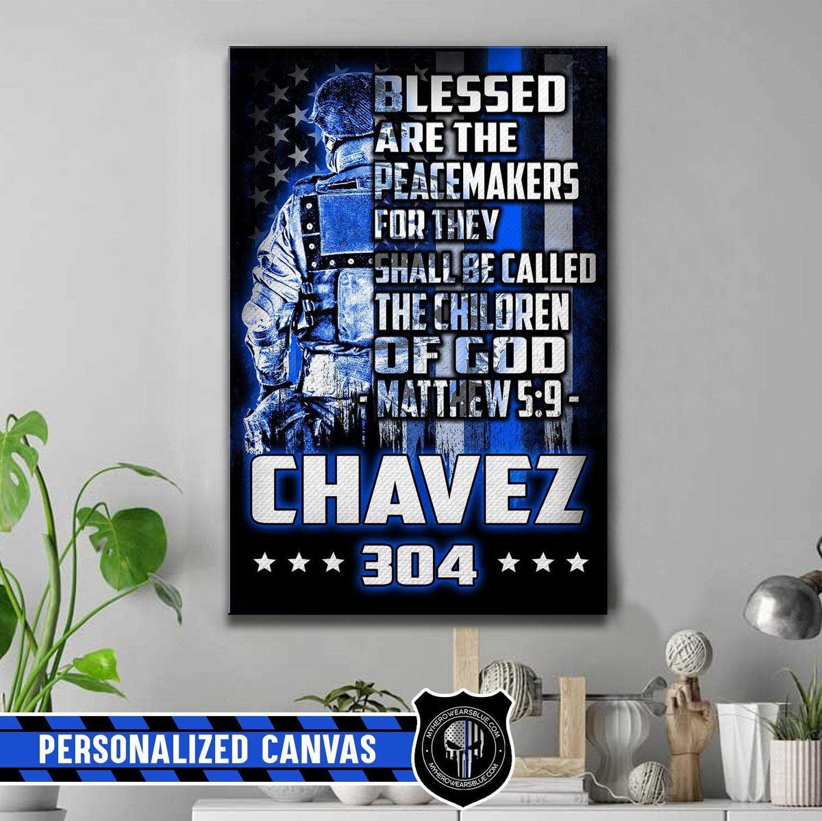 Half Police Officer - Blessed Are The Peacemakers Personalized Police ...