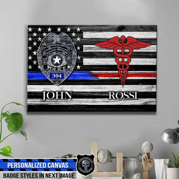 Police x Nurse Couple - Police Badge And Nurse Symbol Flag Personalized ...