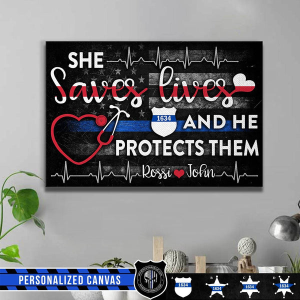 Police x Nurse Couple - She Save Lives He Protects Them Personalized ...