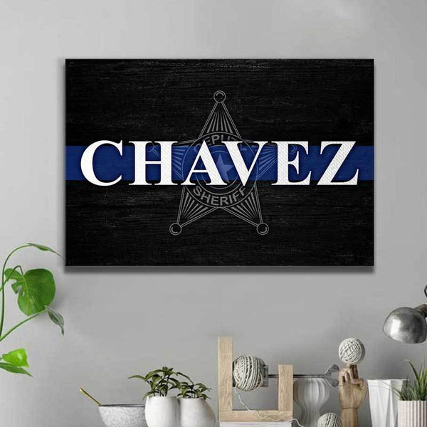 Thin Blue Line - Deputy Sheriff Badge Canvas Print - My Hero Wears Blue