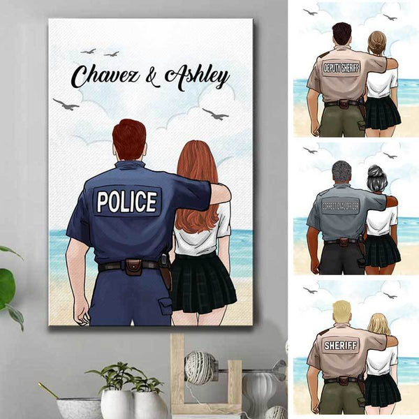 Police Love Thin Blue Line Canvas Print - My Hero Wears Blue
