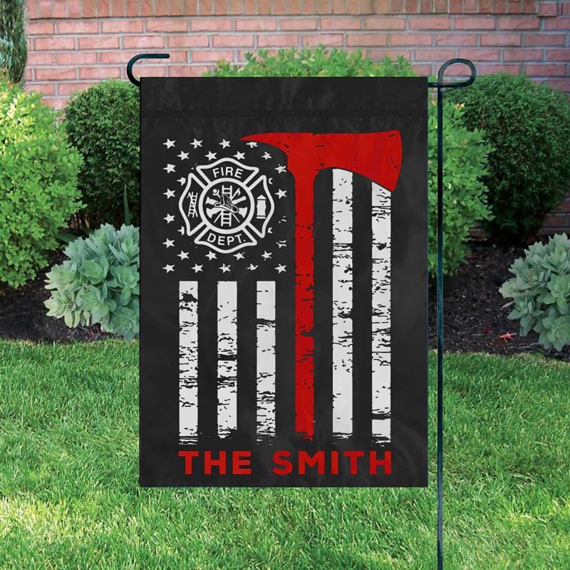 Firefighter Axe Flag Personalized Garden Flag - My Hero Wears Blue