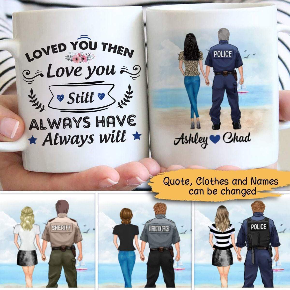 Couple In Love Male Police Personalized Thin Blue Line Coffee Mug My