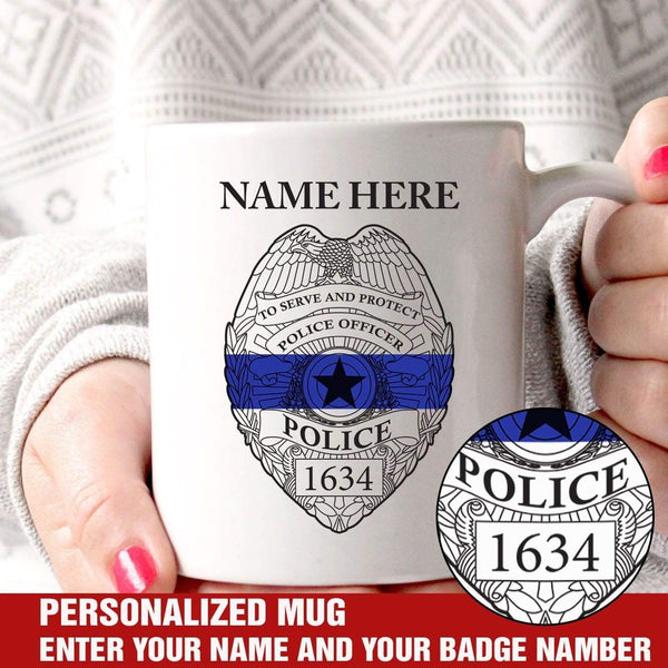 Custom Police Mug Personalized Thin Blue Line Coffee Mug - My Hero ...
