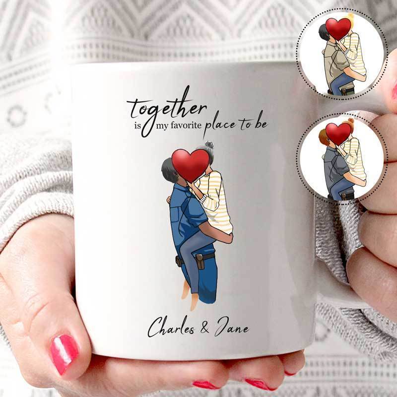 Police Together Is My Favorite Place Personalized Thin Blue Line Coffee