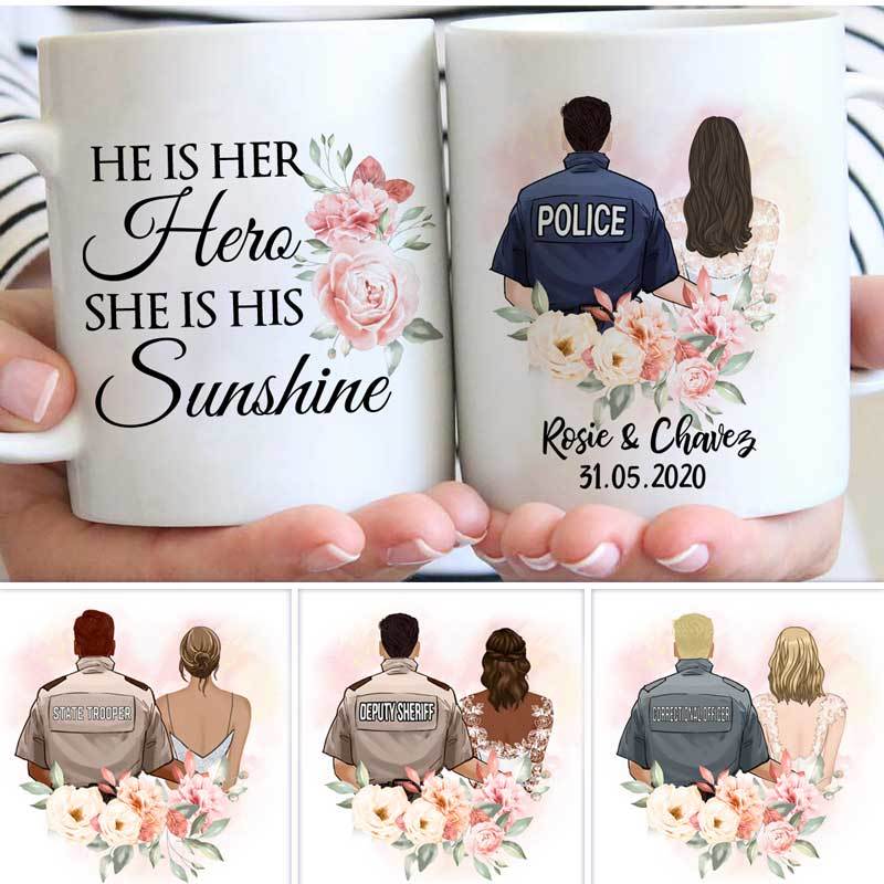 Police Wedding Women With Male Policeman Personalized Thin Blue Line