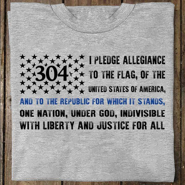 Pledge of Allegiance Flag Personalized Police Shirt - My Hero Wears Blue