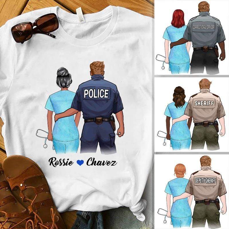Police And Nurse Couple Thin Blue Line Personalized Police Shirt - My ...