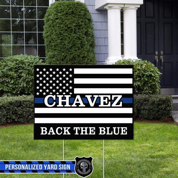 TBL - Back The Blue Personalized Yard Sign - My Hero Wears Blue